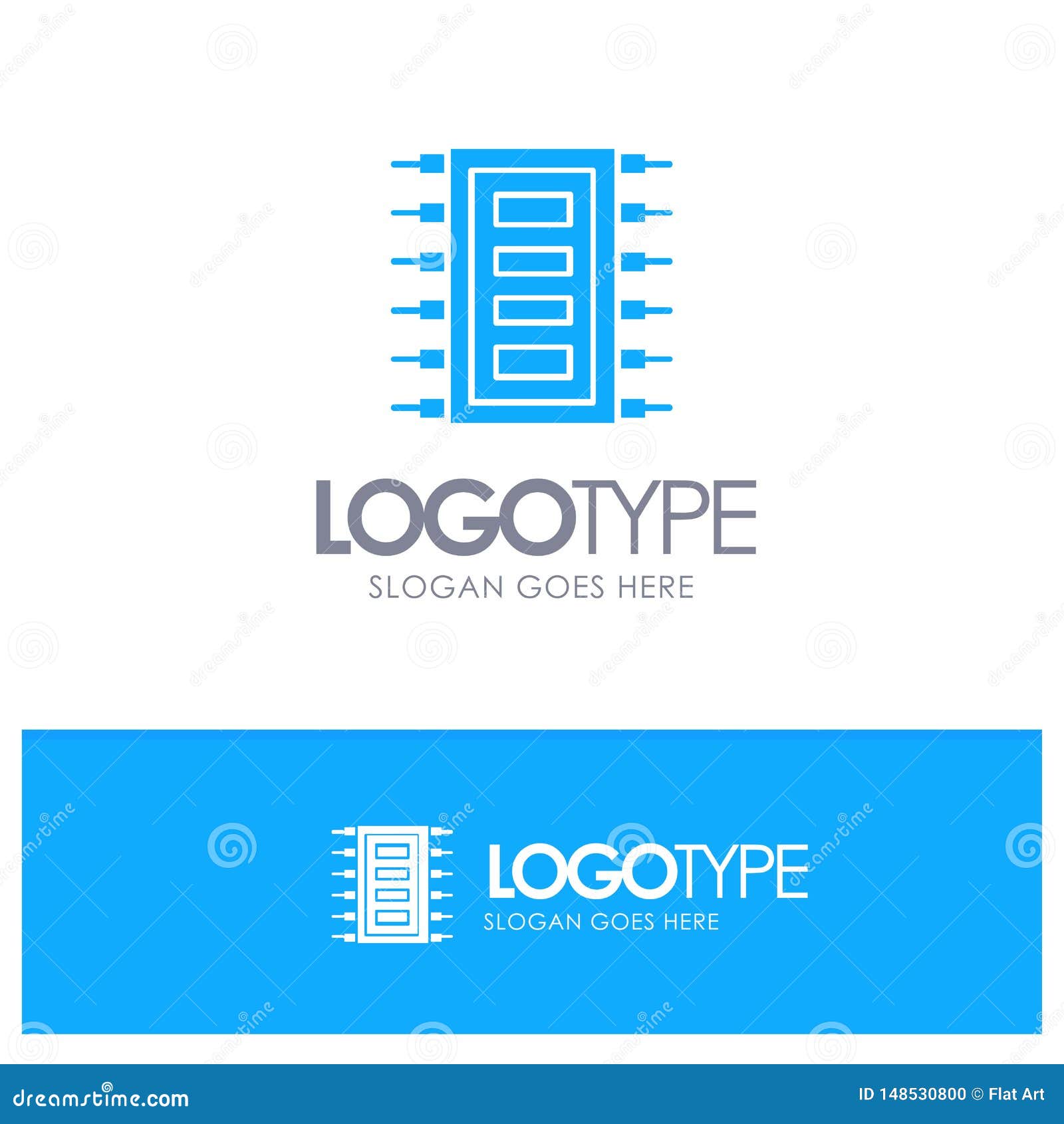 Tech, Hardware, Chip, Computer, Connect Blue Solid Logo with Place for ...