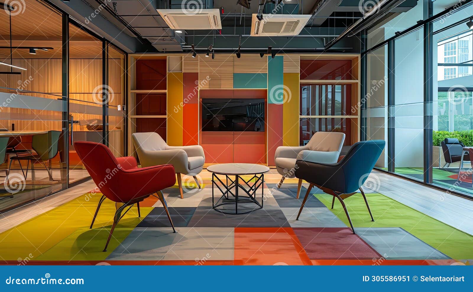 Tech Hub Room Dining Ambiance Stock Illustration - Illustration of ...