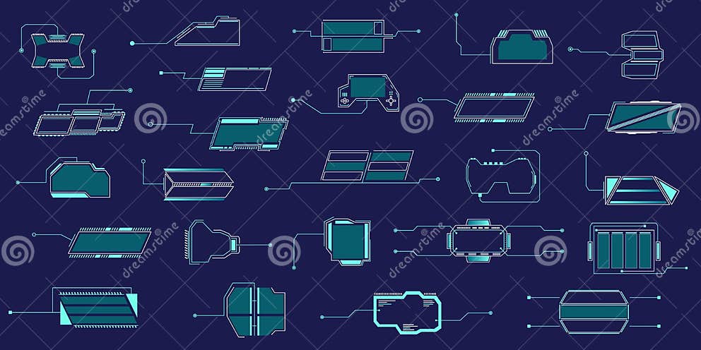 Tech Hud Frames. Text Box Technology Elements, Ui Titles for Digital ...