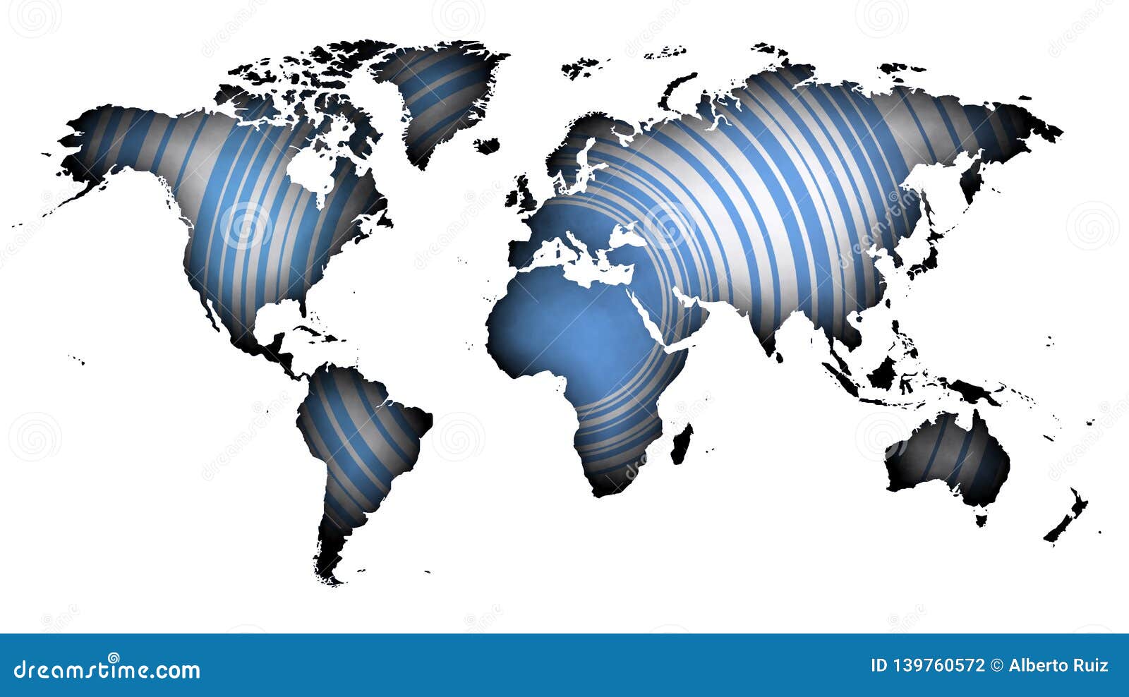 Concentric Worldmap with Perimetral Shadows. Stock Illustration ...