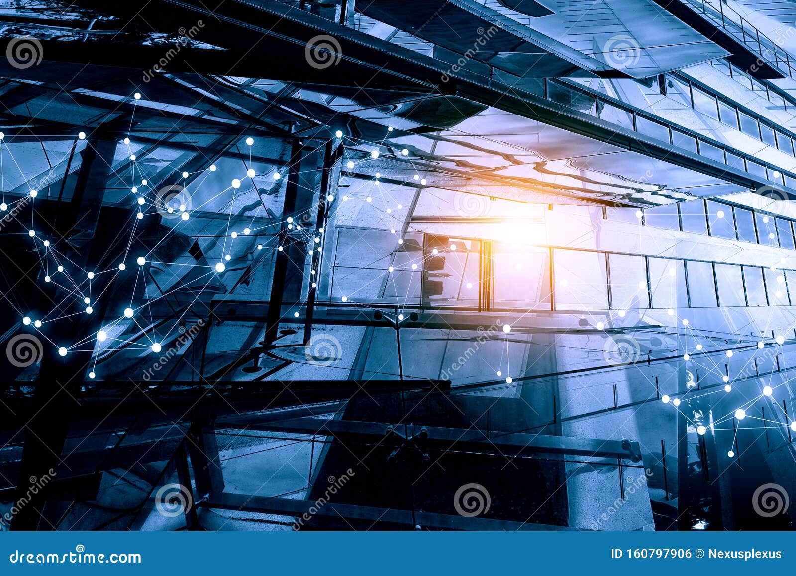 Tech Industrial Building Facade Background Stock Photo - Image of ...