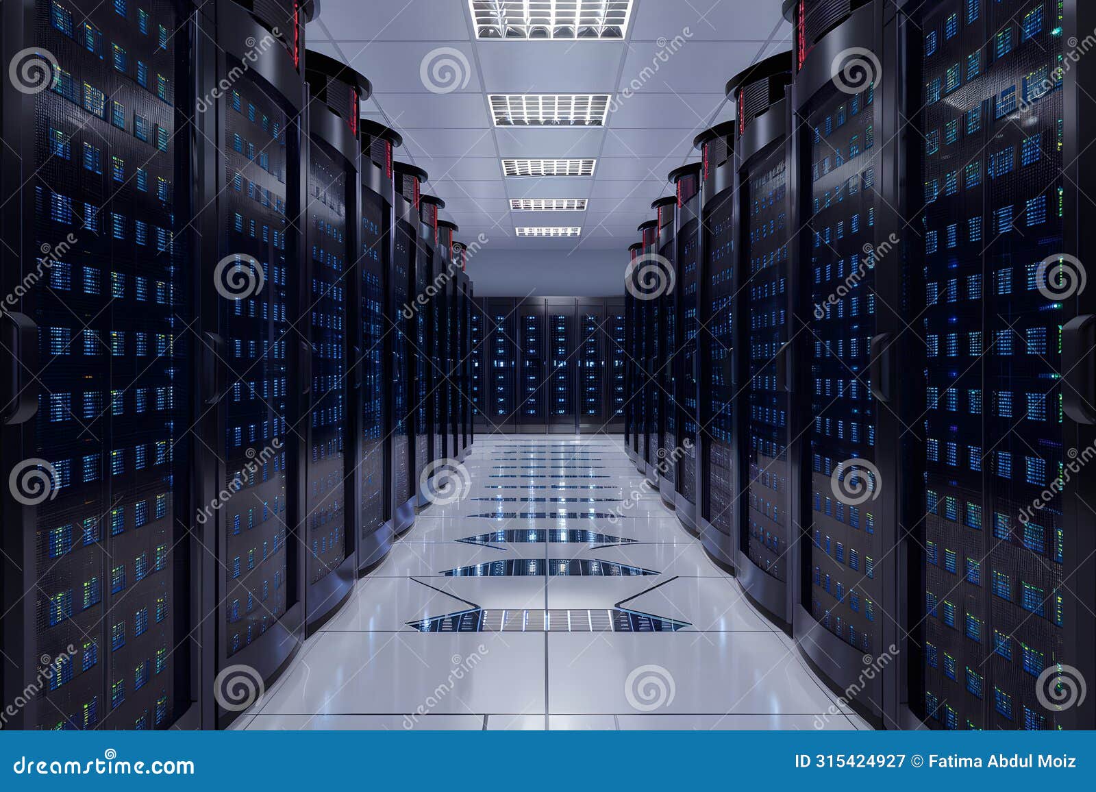 Tech Infrastructure Sleek Data Center Interior with Modern Servers ...