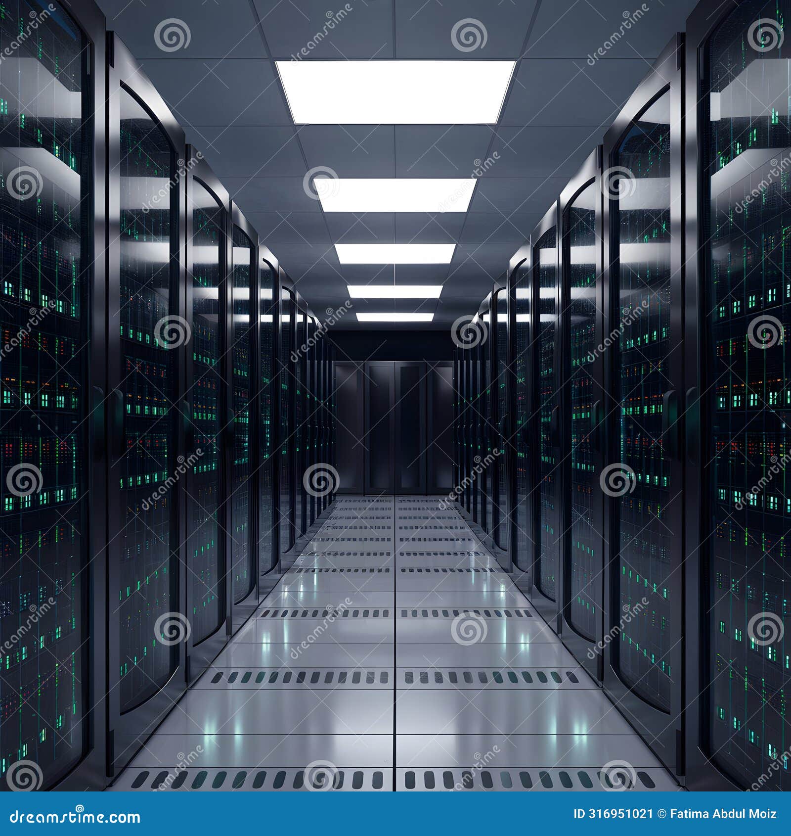 Tech Infrastructure Sleek Data Center Interior with Modern Servers ...