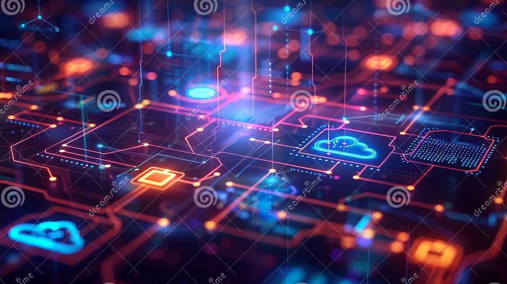 Tech-infused Flowchart Illustrating Streamlined Business Processes with ...