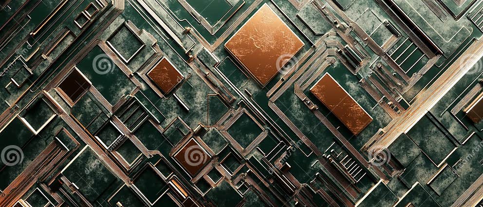 Tech-Inspired Geometric Circuit Board Pattern Design Stock Illustration ...