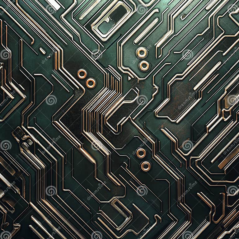 Tech-Inspired Geometric Circuit Board Pattern Design Stock Illustration ...