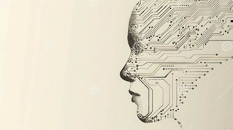 Tech Integration Symbolized by QA Engineer S Face, Half-human Half ...