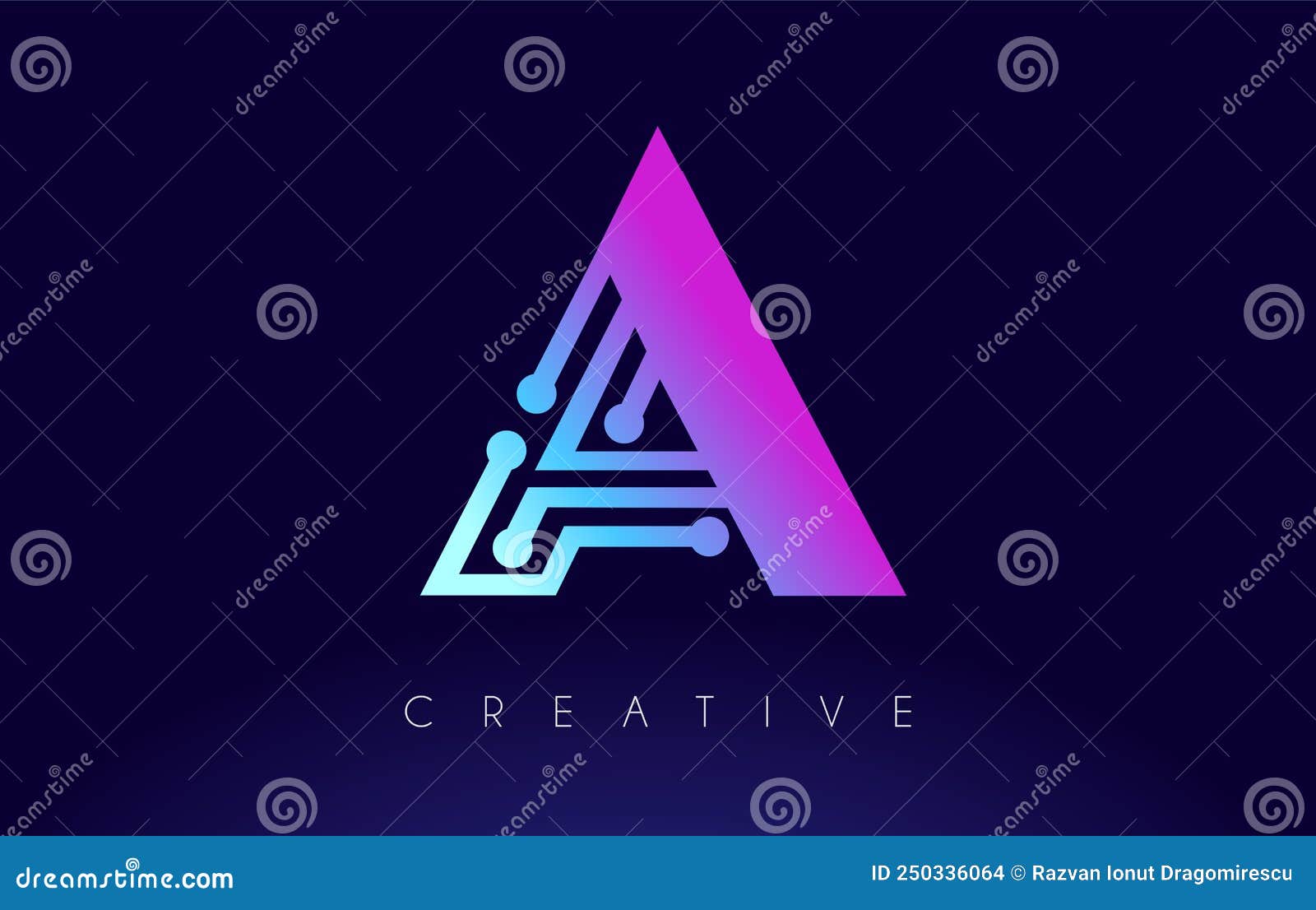 A Tech Letter Logo Concept with Connected Technology Dots Stock Vector ...