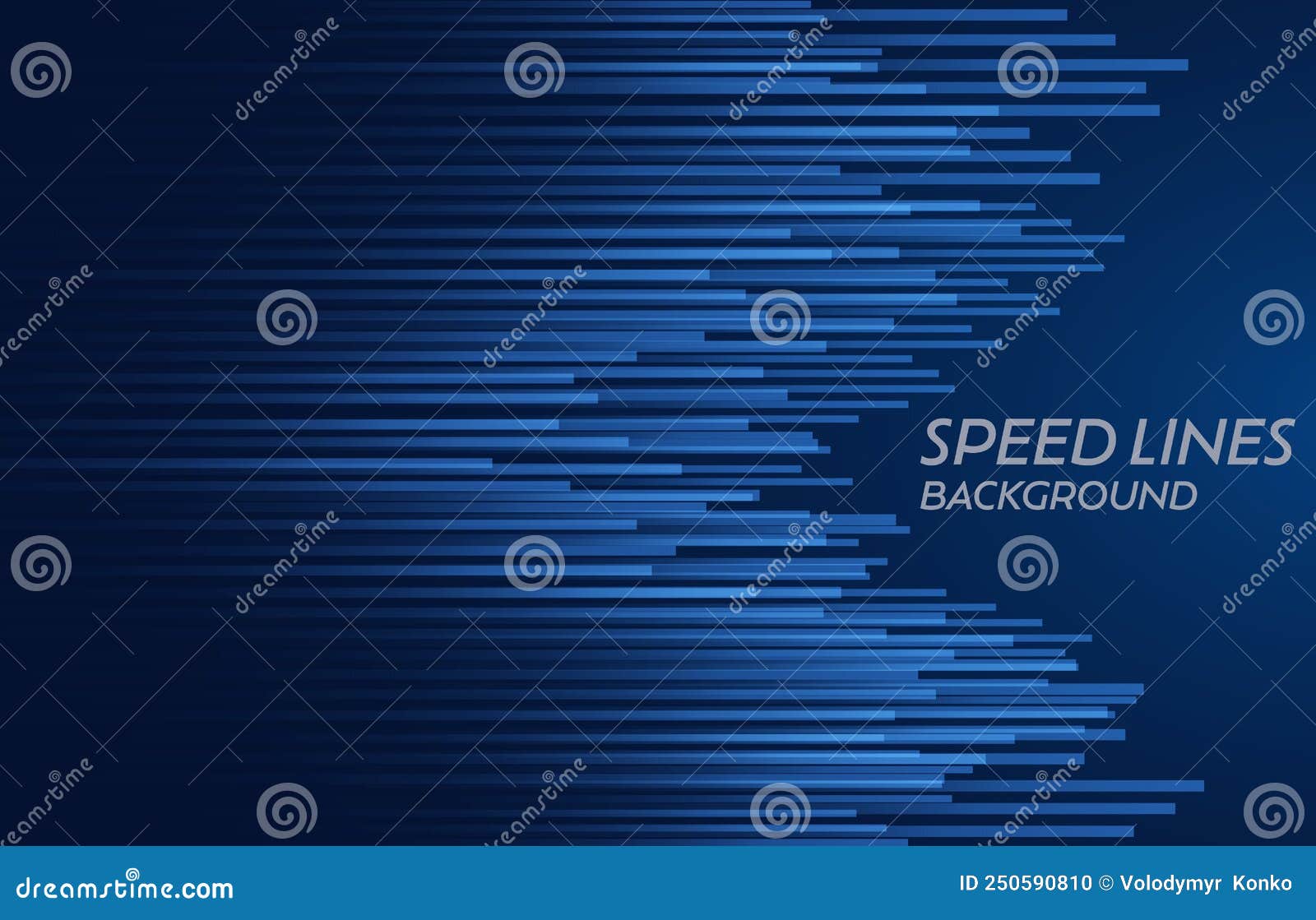 Tech Light Green Horizontal Speed Lines on Dark Blue Background. Vector ...