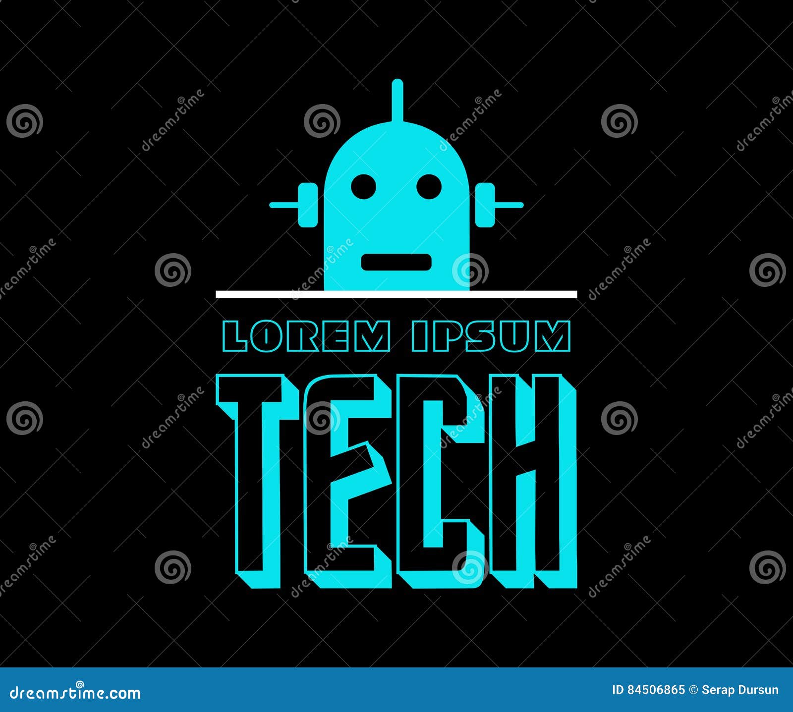 Tech Logo Design with Cyber Robot Stock Illustration - Illustration of ...