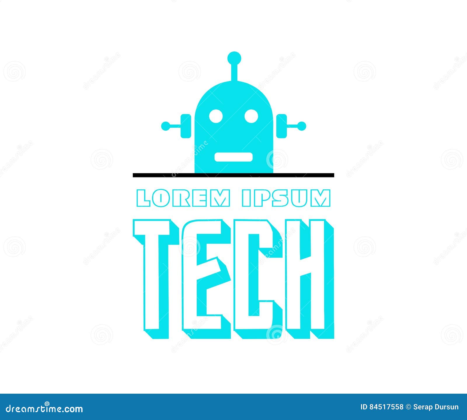 Tech Logo Design with Cyber Robot Stock Vector - Illustration of icon ...