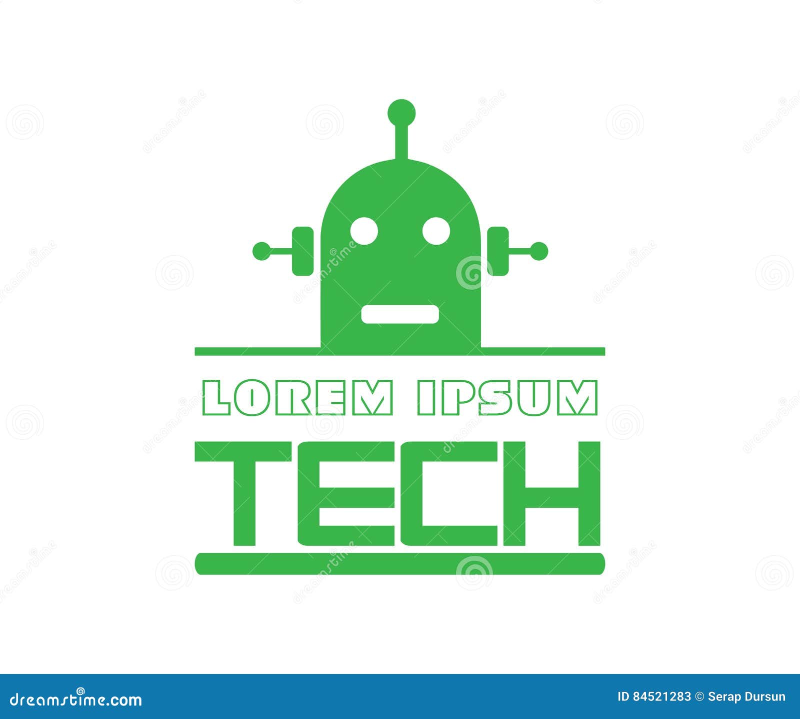 Tech Logo Design with Cyber Robot Stock Illustration - Illustration of ...
