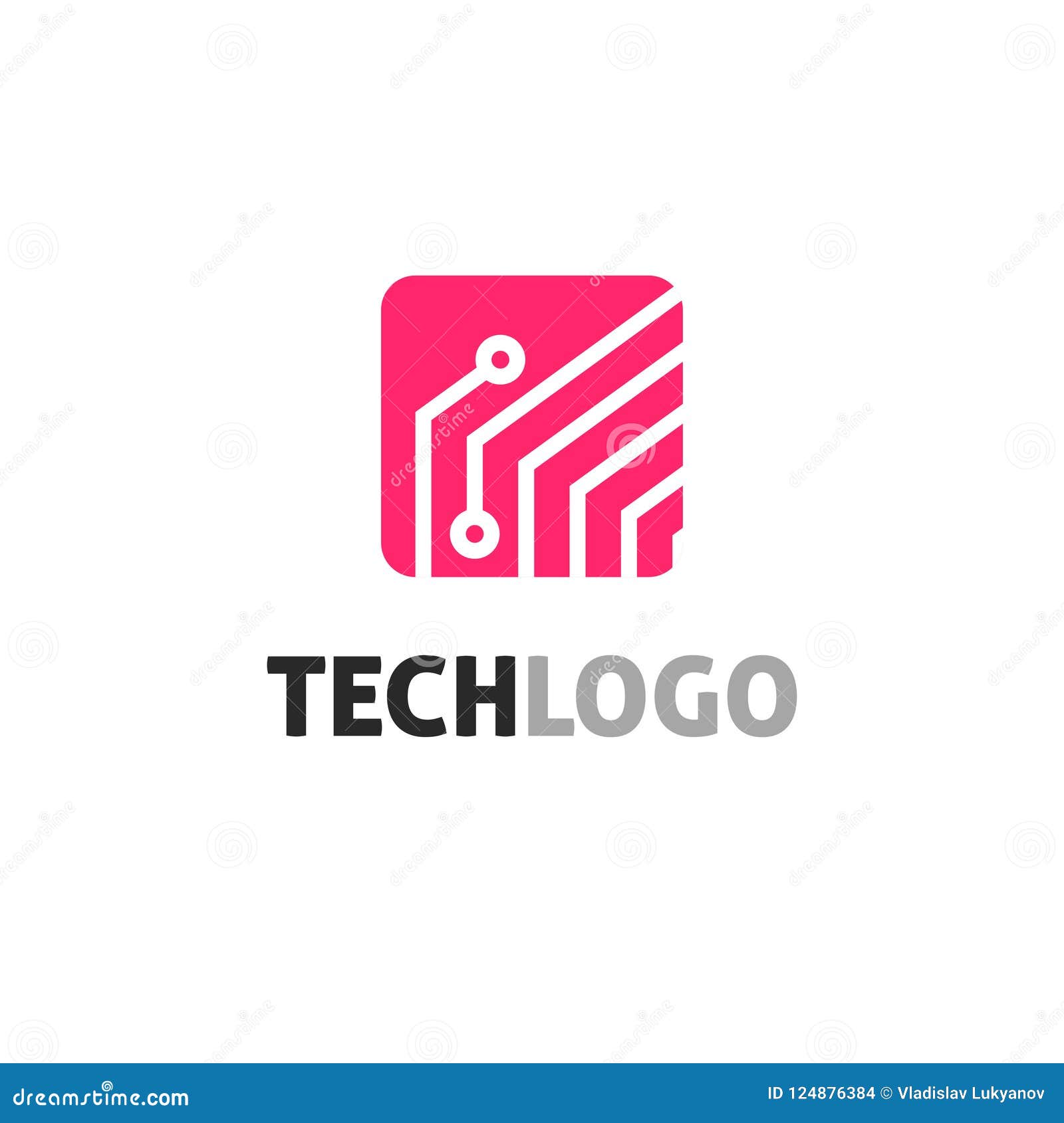 Tech Logo Vector Illustration, Red Color Technology Logotype with ...