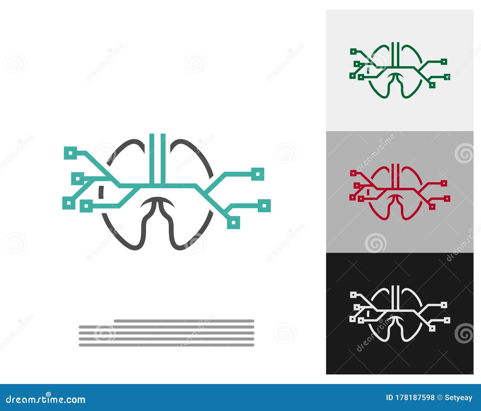 Tech with Lungs Logo Template Design Vector, Emblem, Design Concept ...