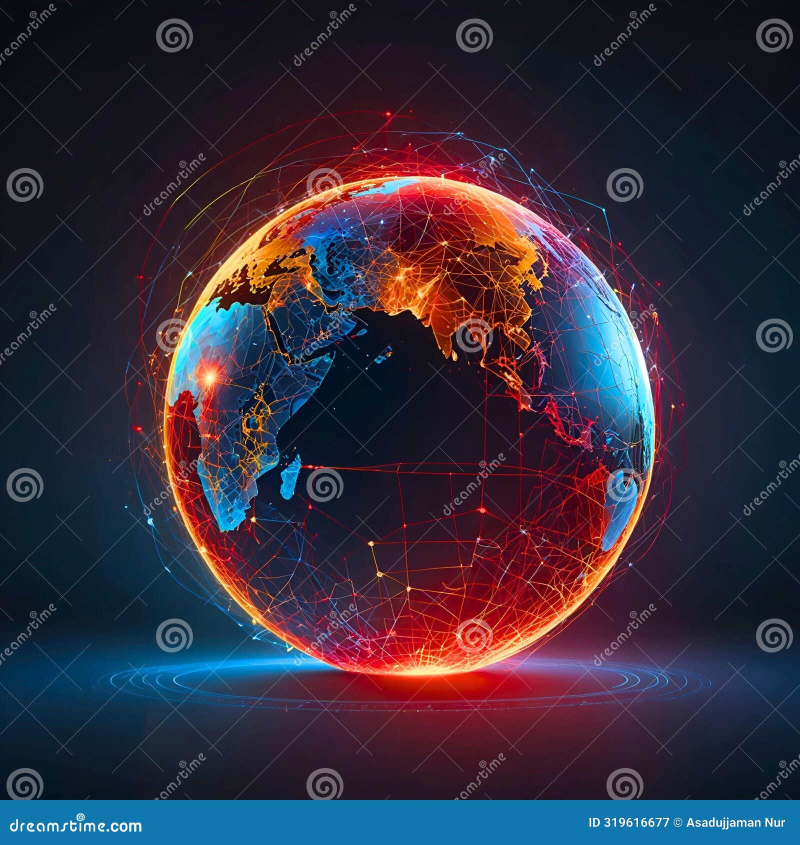 Tech Modern Connection with Digital Planet Earth Stock Illustration ...