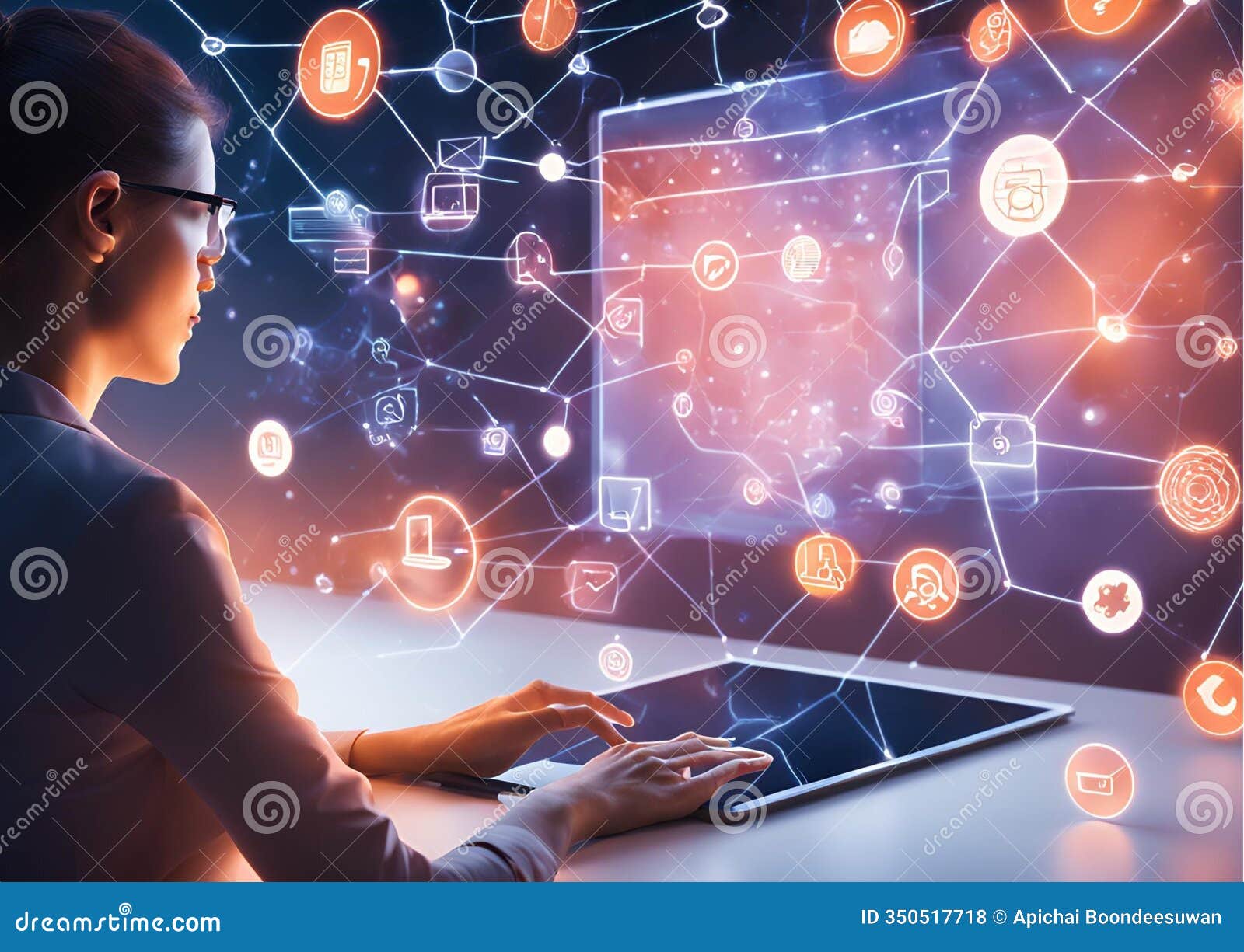 Tech Network Data Connection Digitalization Future Innovation Stock Illustration - Illustration ...