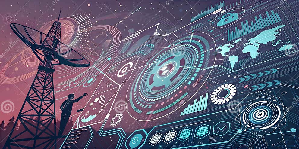 Tech Noir Illustration: a Futuristic Abstract Design Background Stock ...