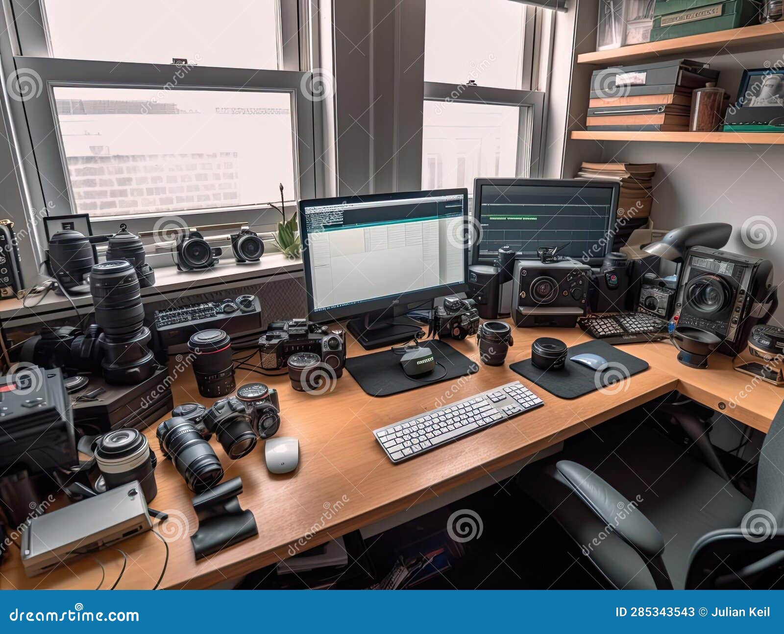 Tech Office with Automated Devices and Leica Camera Stock Illustration ...