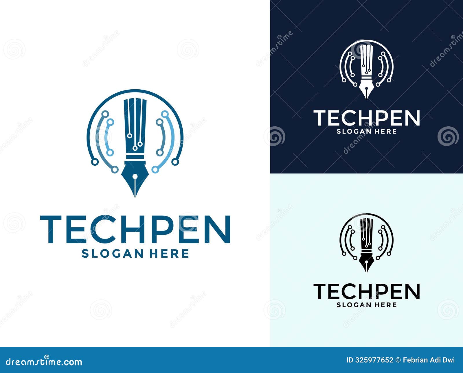 Tech Pen Logo Vector. Pen Tech with Tech Network Logo Design Template ...
