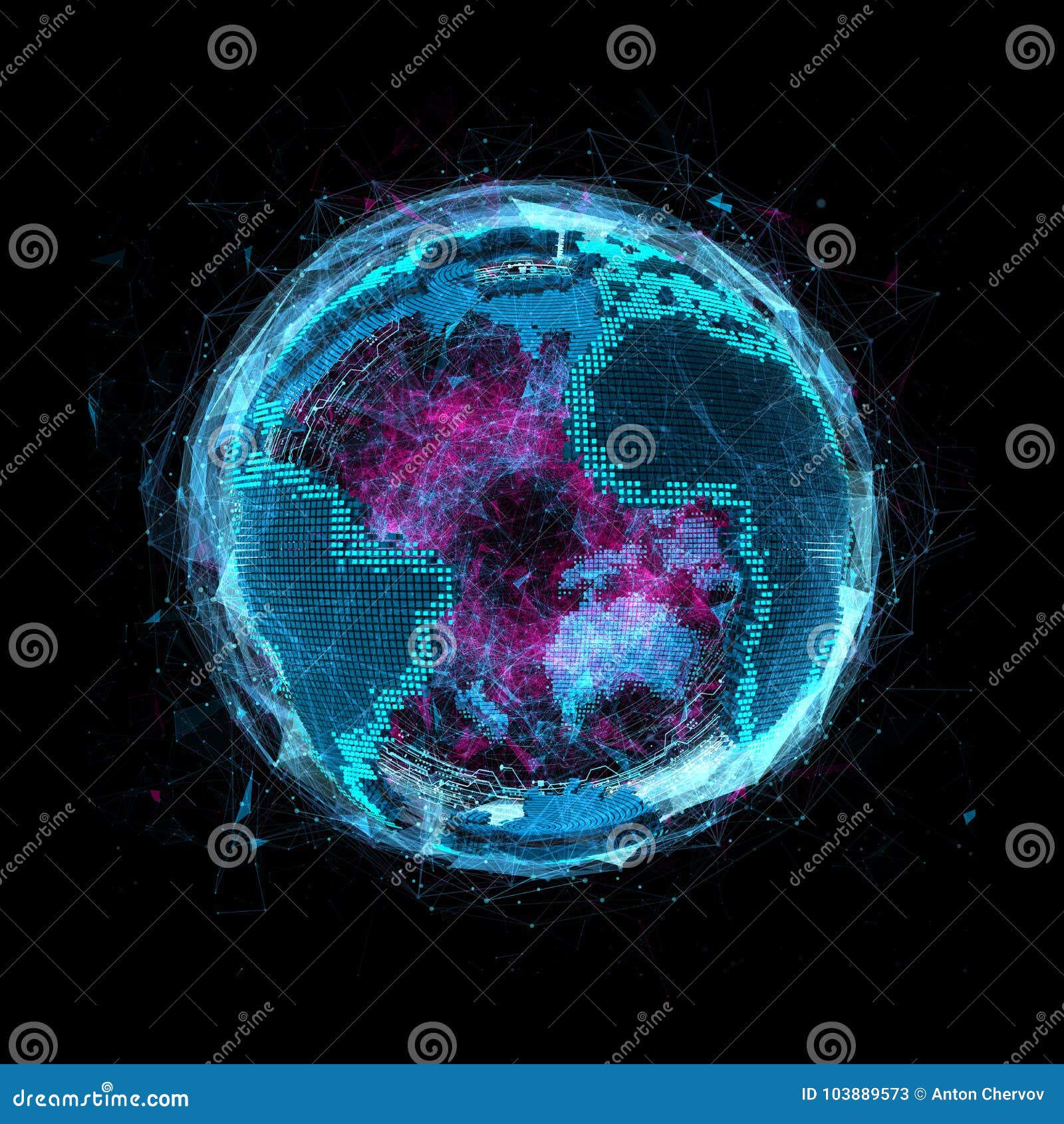 Tech planet Earth stock illustration. Illustration of blue - 103889573