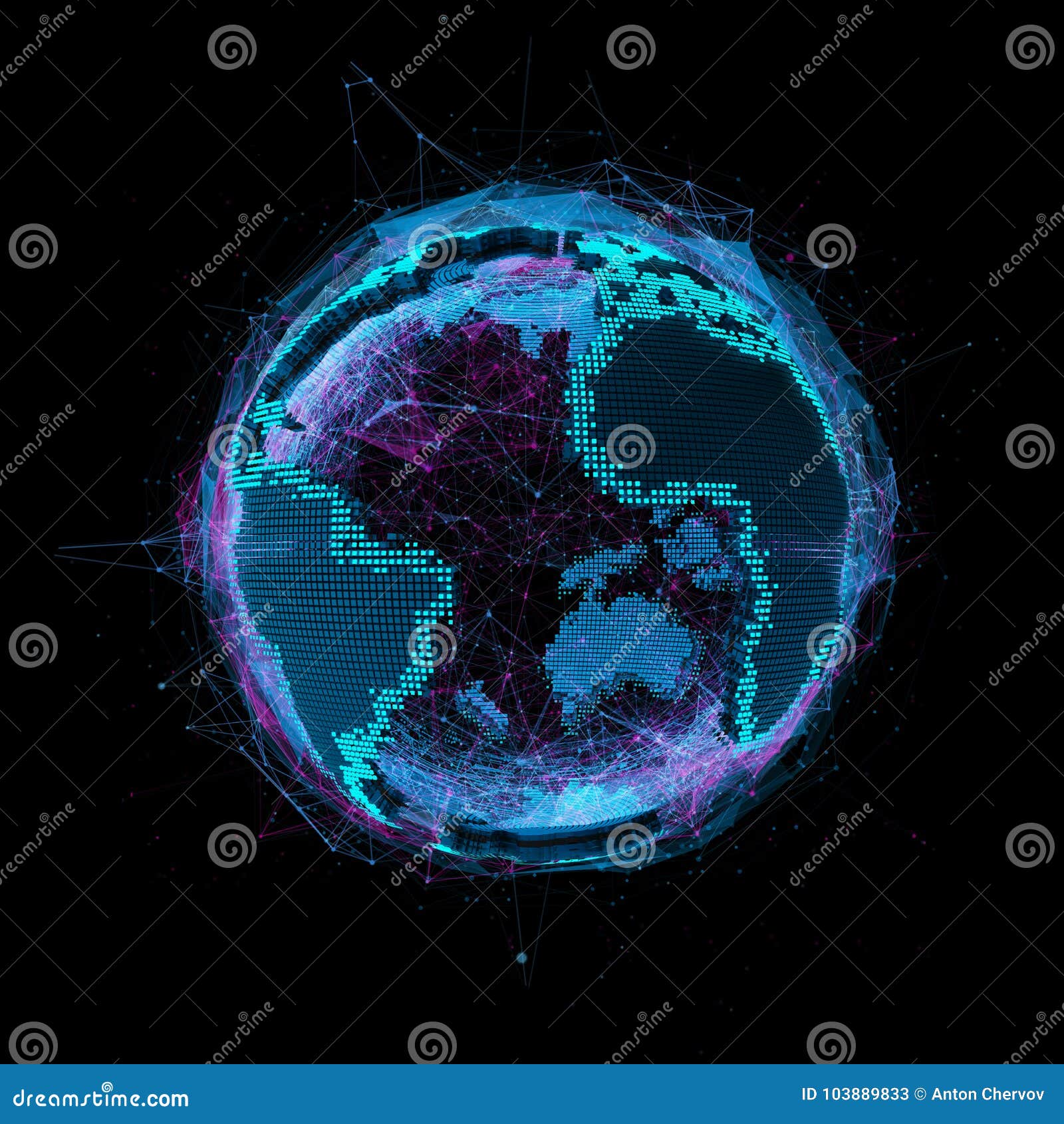 Tech Planet Earth 3d Rendering 3d Illustration Stock Illustration ...