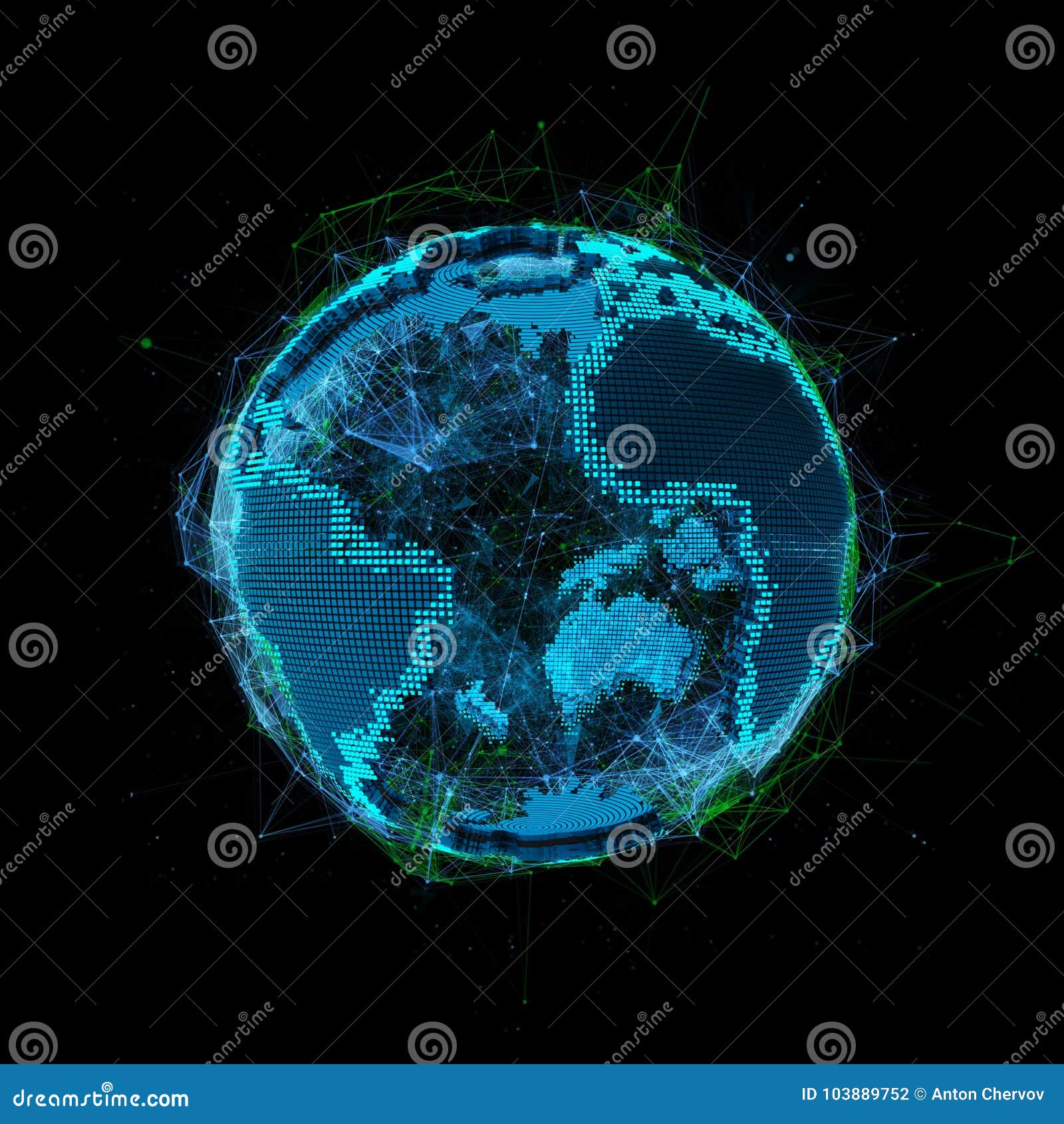 Tech Planet Earth 3d Rendering 3d Illustration Stock Illustration ...