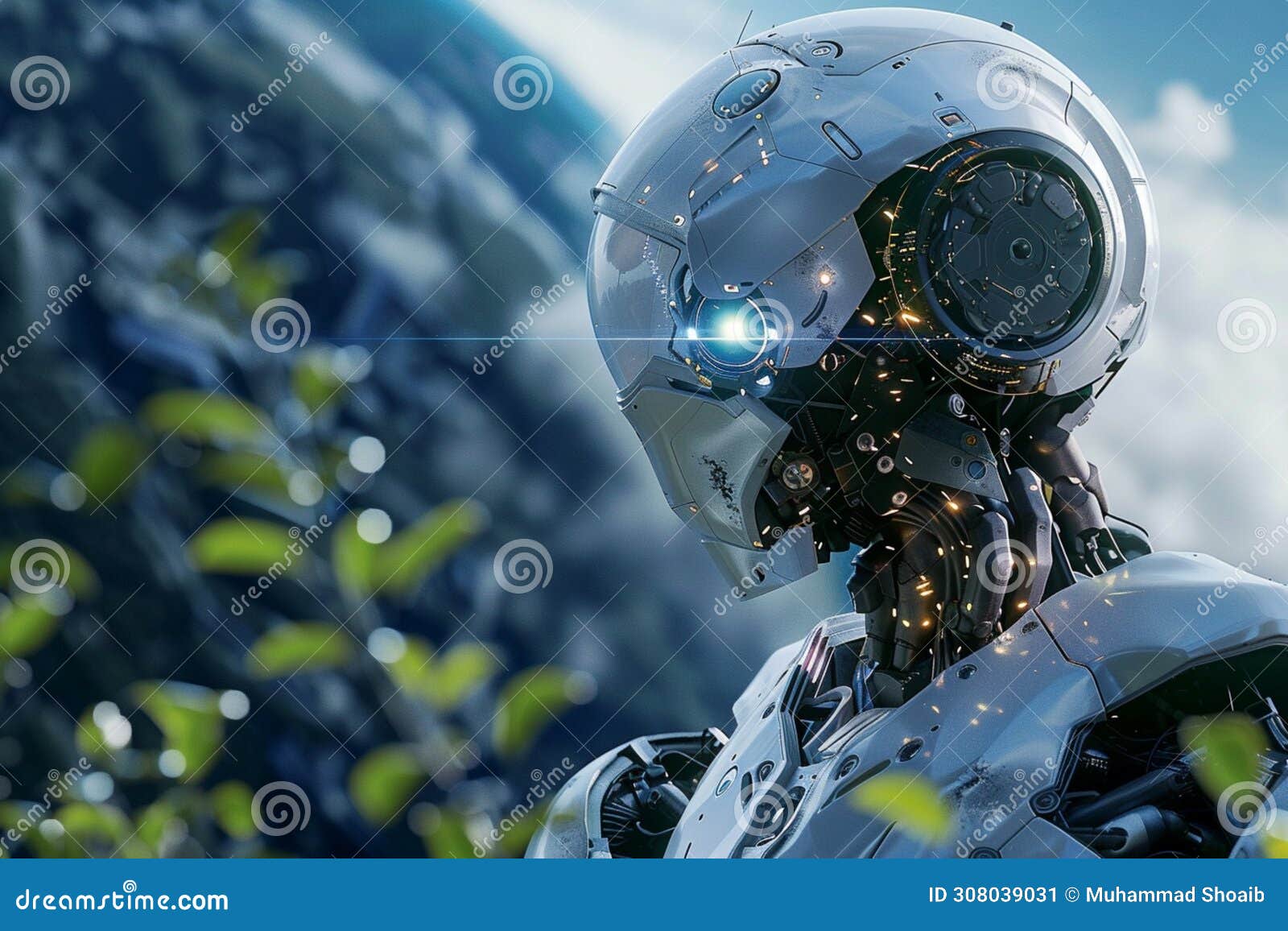 Tech Powered Robot in Eco Harmony, Symbolizing Earth Friendly AI ...