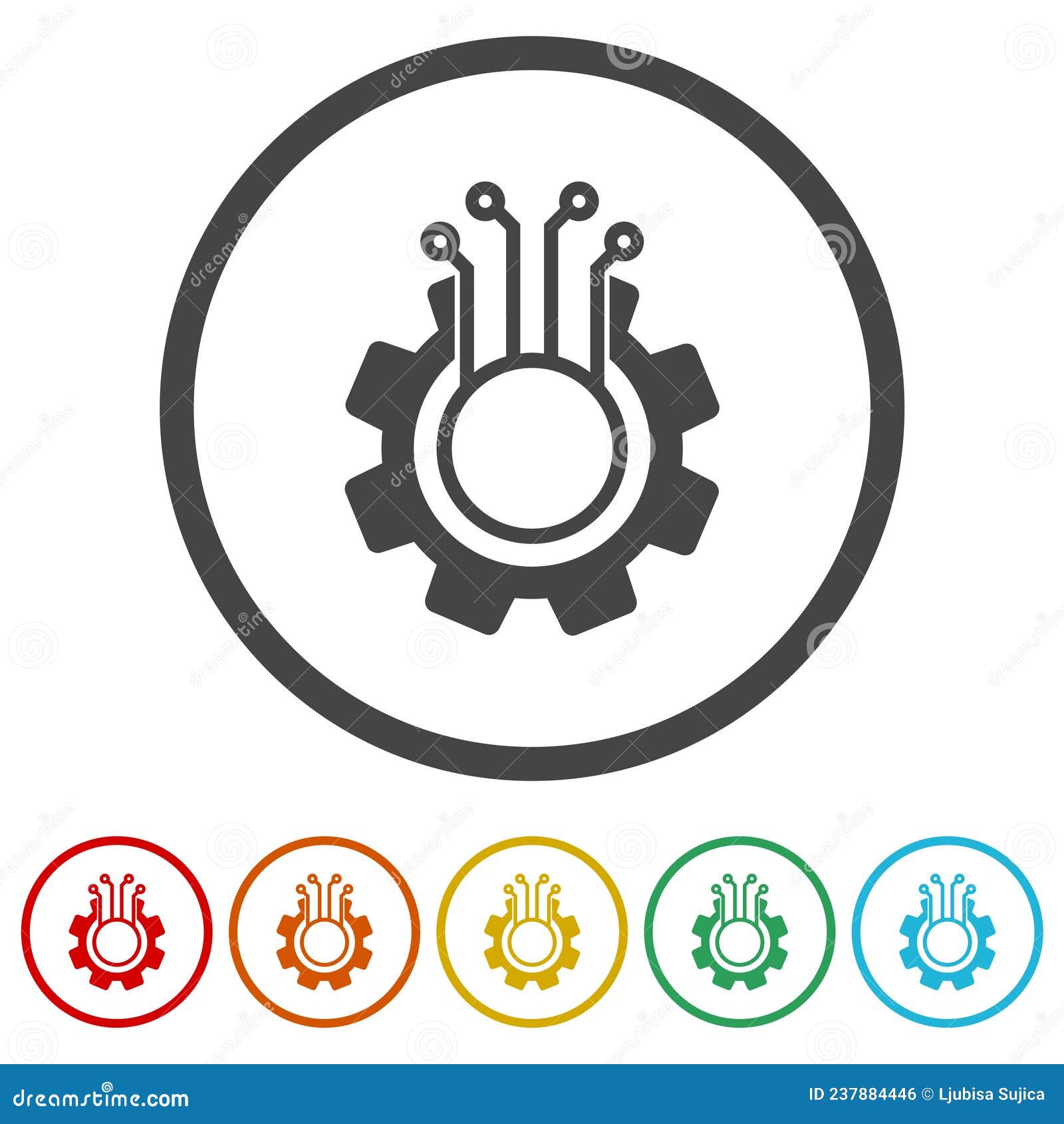 Tech Process Icon in Flat Style Isolated on White Background, Color Set ...