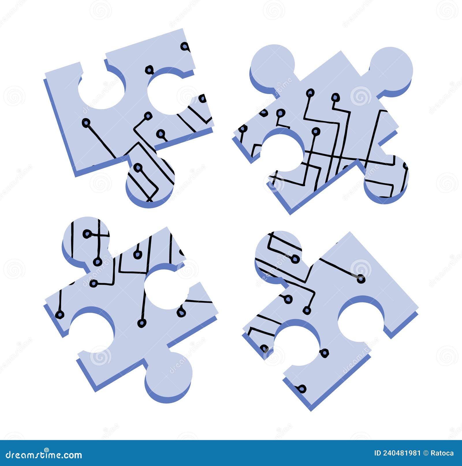 Tech puzzle draw stock vector. Illustration of tech - 240481981