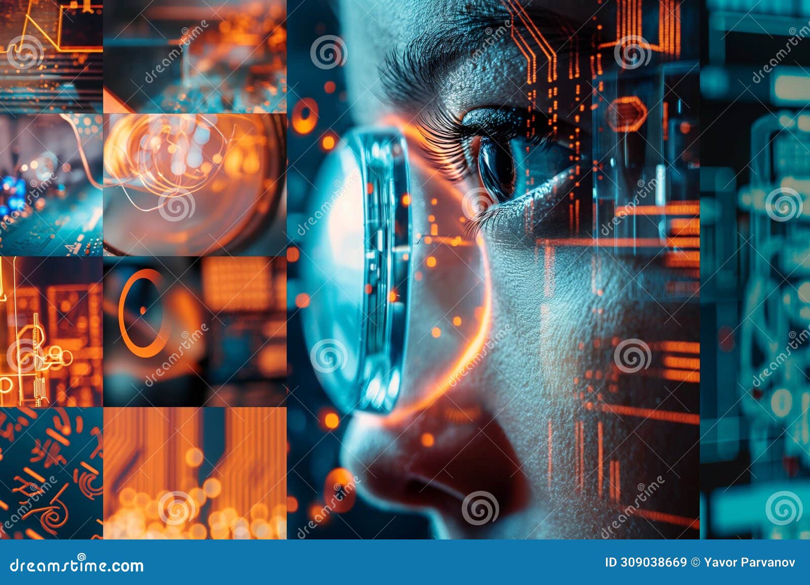 Tech Revolution Collage: Futuristic Gadgets, Circuit Patterns, and ...