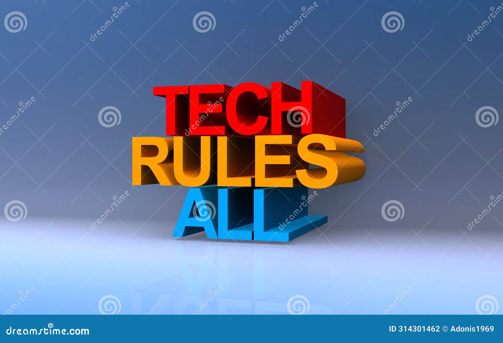 Tech rules all on blue stock illustration. Illustration of automation ...