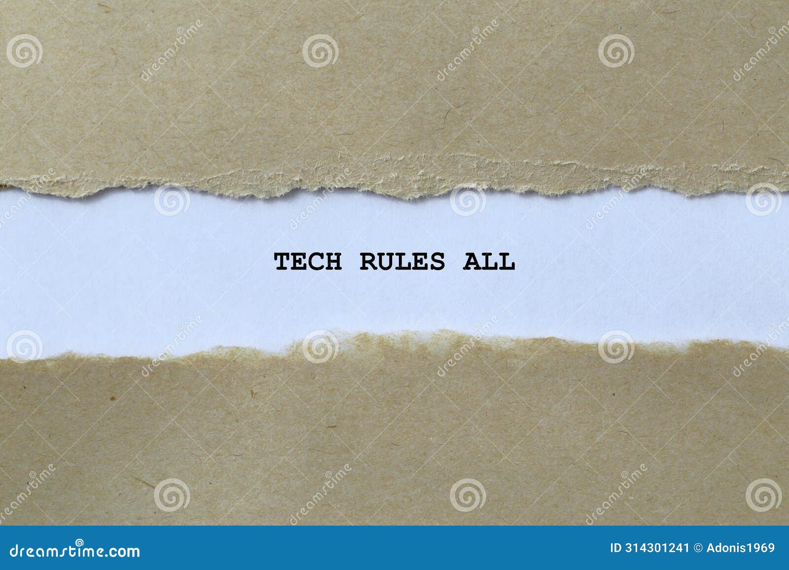 Tech Rules All on White Paper Stock Illustration - Illustration of ...