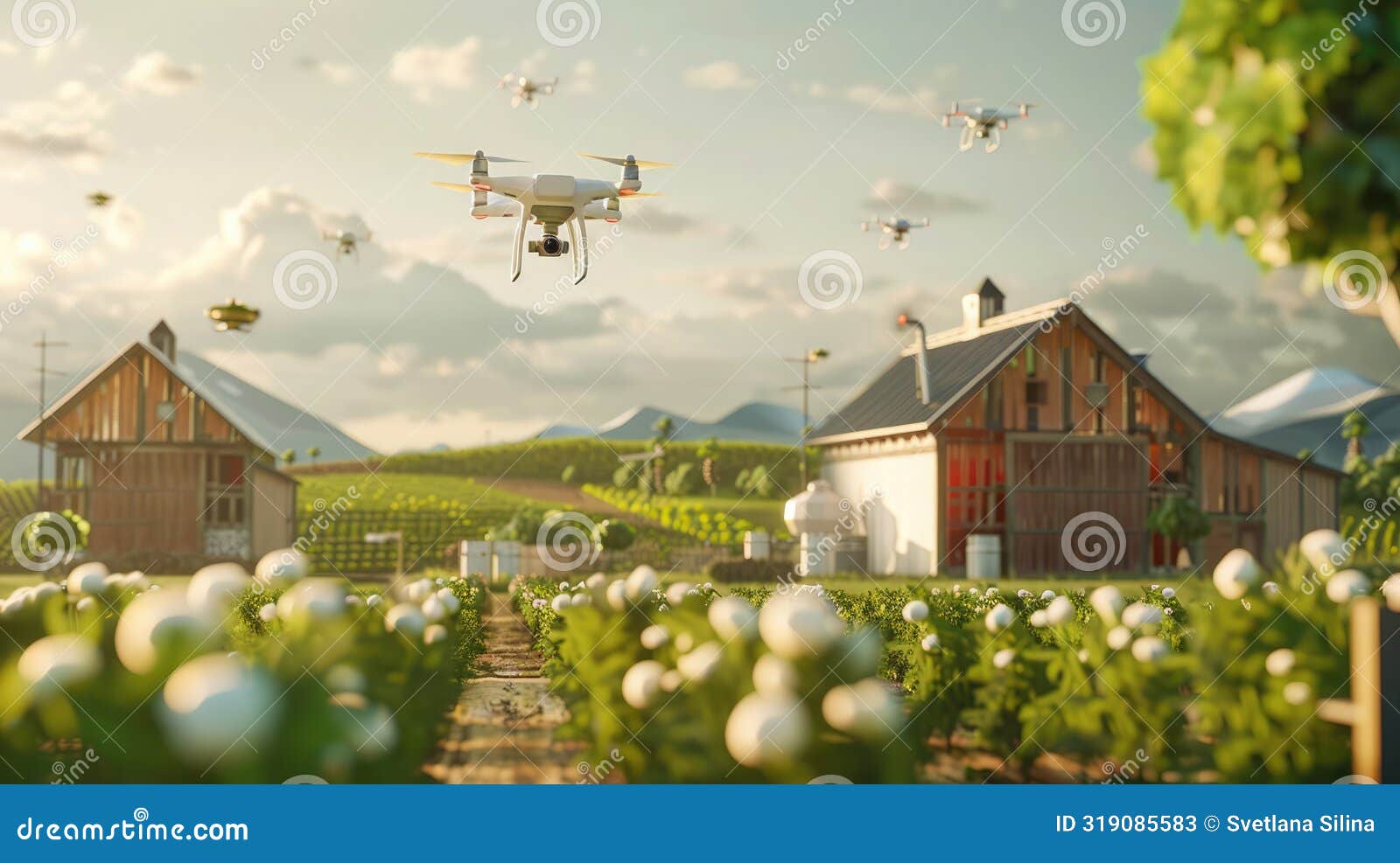 Tech-savvy Agriculture, Drones Over a Smart Farm, Optimized for Zero ...