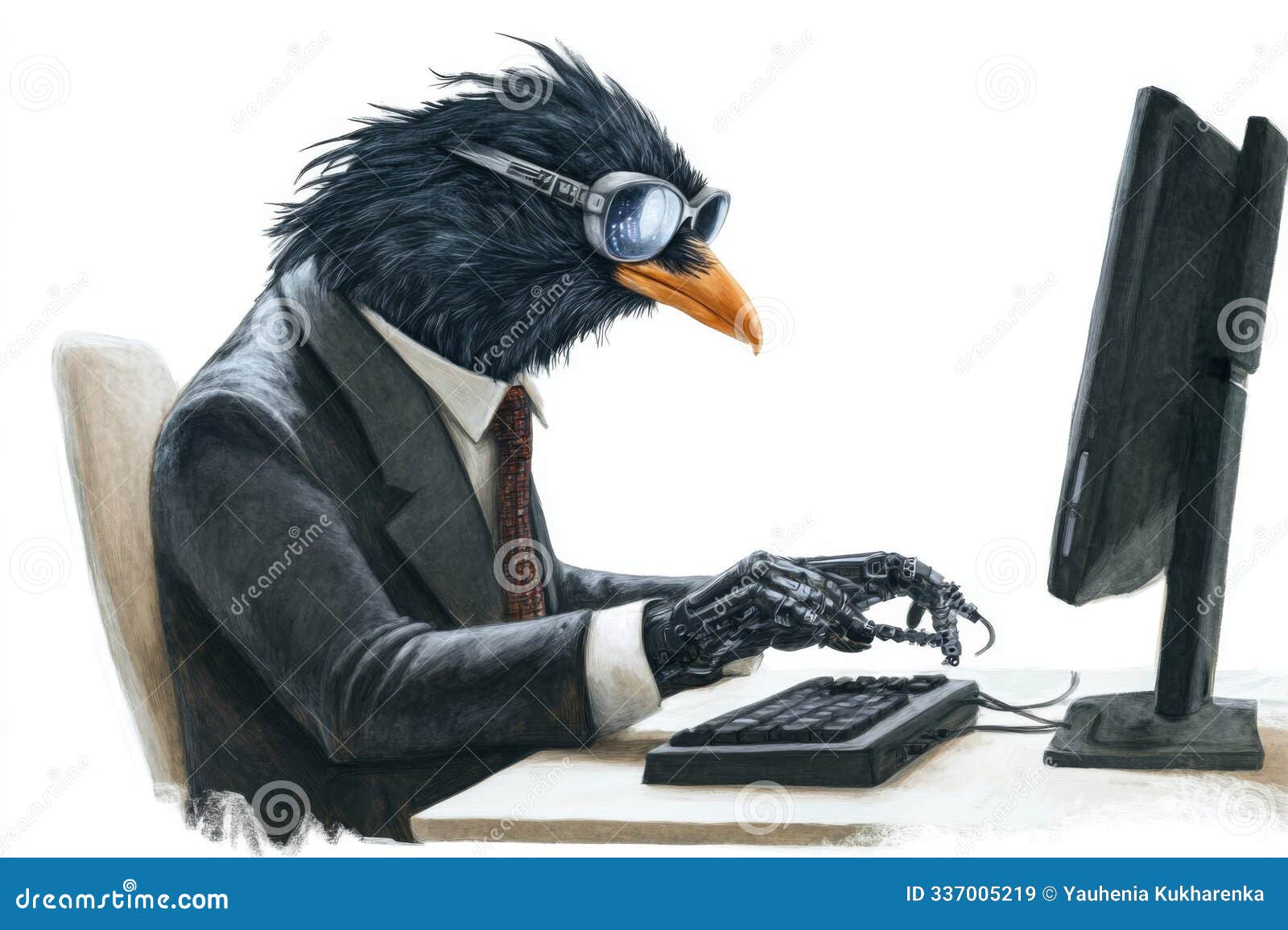 Tech-Savvy Crow Coding Wizardry Stock Illustration - Illustration of wizardry, smart: 337005219