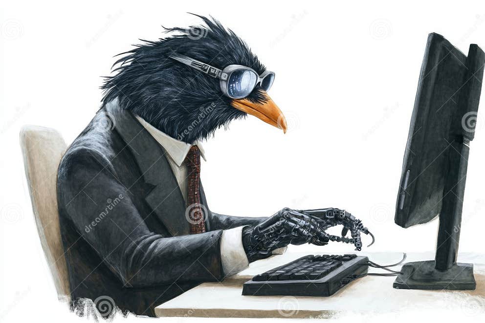 Tech-Savvy Crow Coding Wizardry Stock Illustration - Illustration of ...