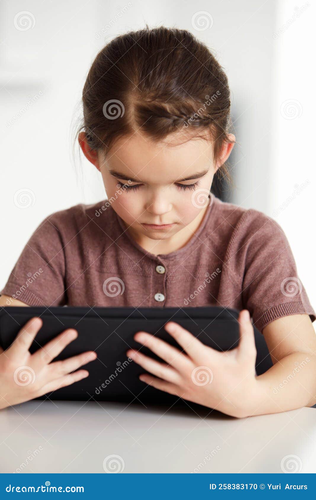 Tech Savvy Developer in the Making. an Adorable Little Girl Reading a ...