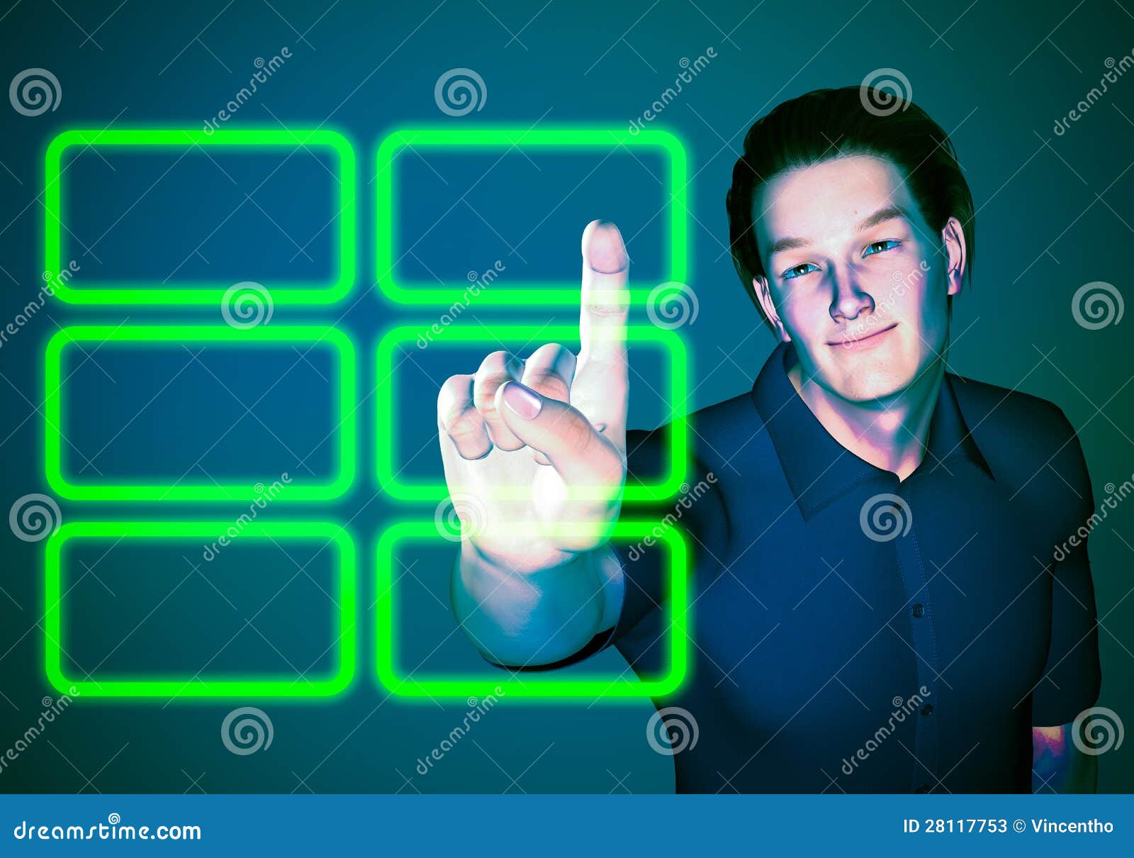Tech Savvy Man with a Futuristic Touch Stock Illustration ...
