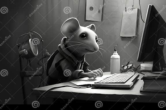 A Tech-savvy Robot Rodent Mouse Working from Home on a Laptop Computer ... A Tech-savvy Robot Rodent Mouse Working from Home on a Laptop Computer ...