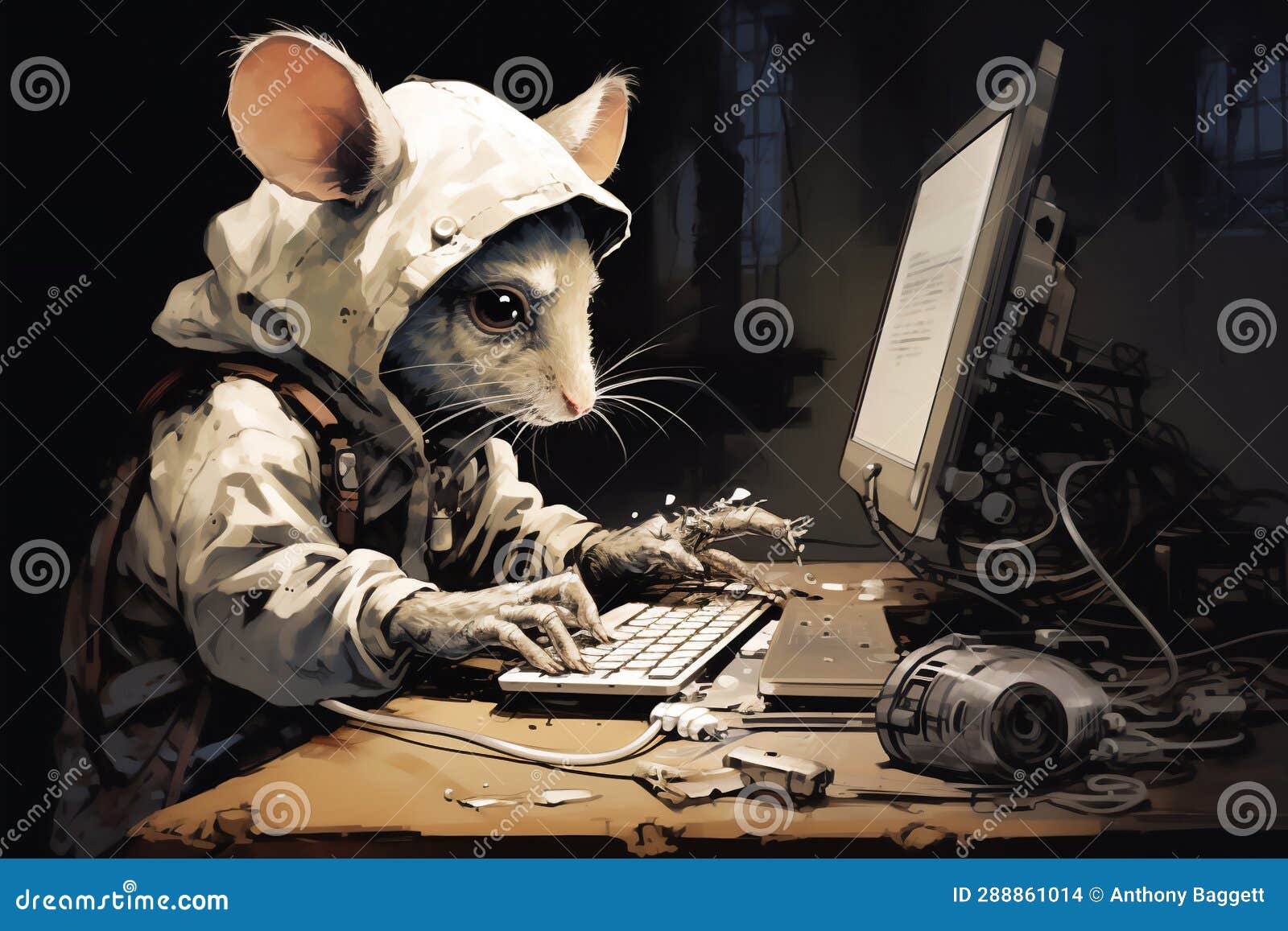 A Tech-savvy Robot Rodent Mouse Working from Home on a Laptop Computer ... A Tech-savvy Robot Rodent Mouse Working from Home on a Laptop Computer ...