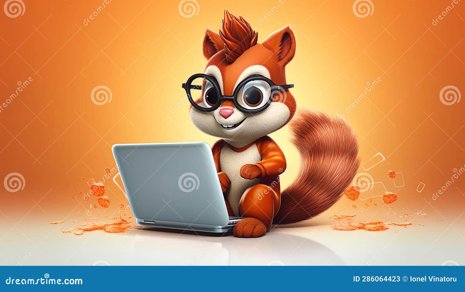 Charismatic and Friendly Tech-savvy Squirrel. Software and Technology Products Stock ...