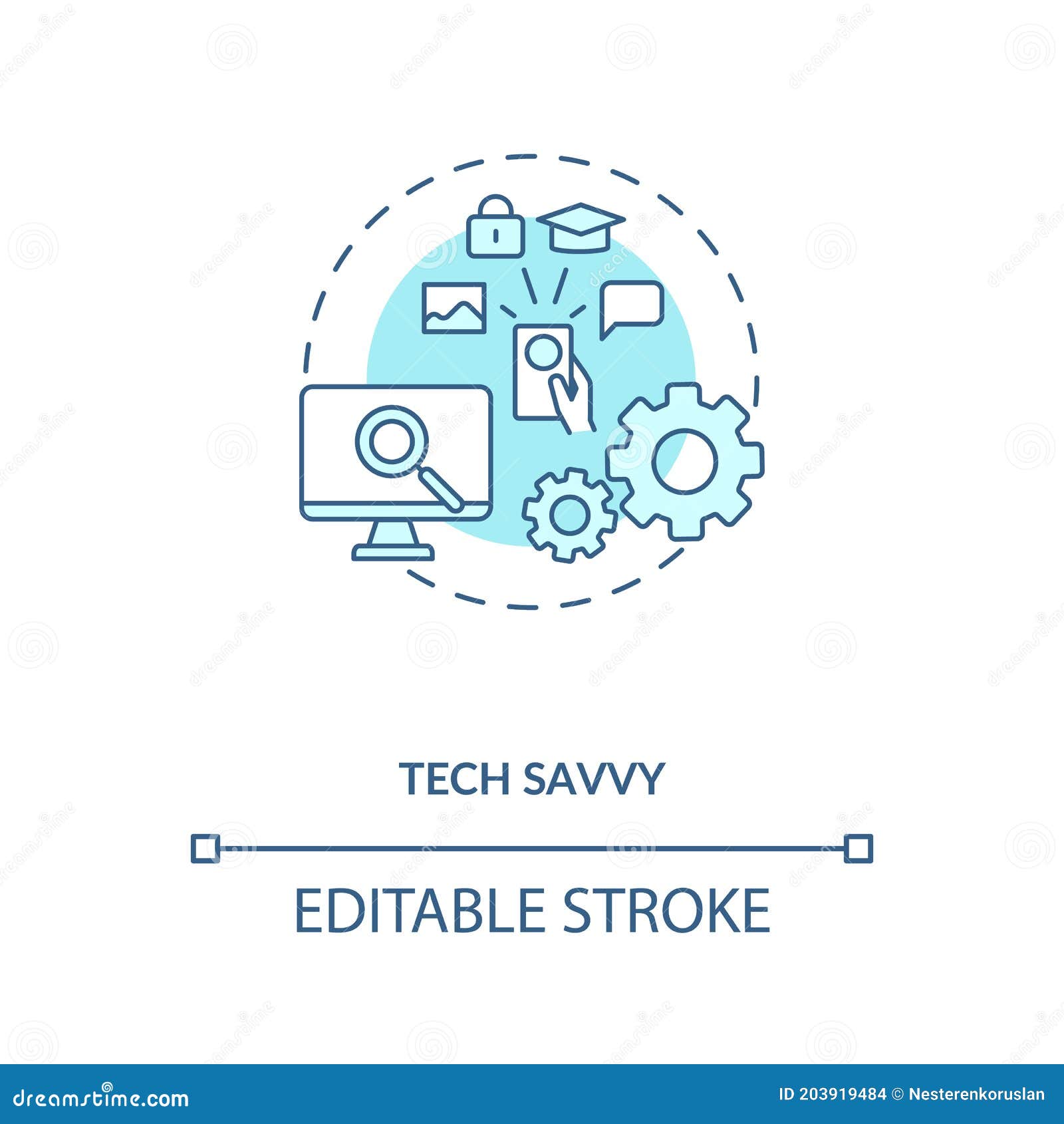 Tech Savvy Turquoise Concept Icon Stock Vector - Illustration of ...