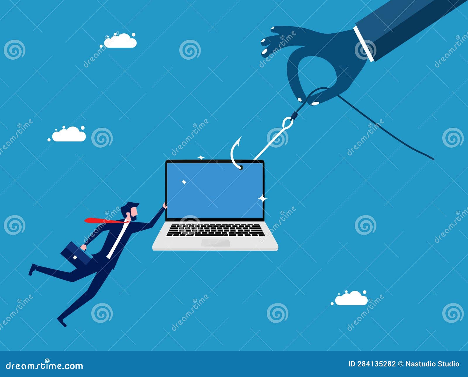 Tech Scam. Businessman Fall Victim To Laptop Stock Vector ...