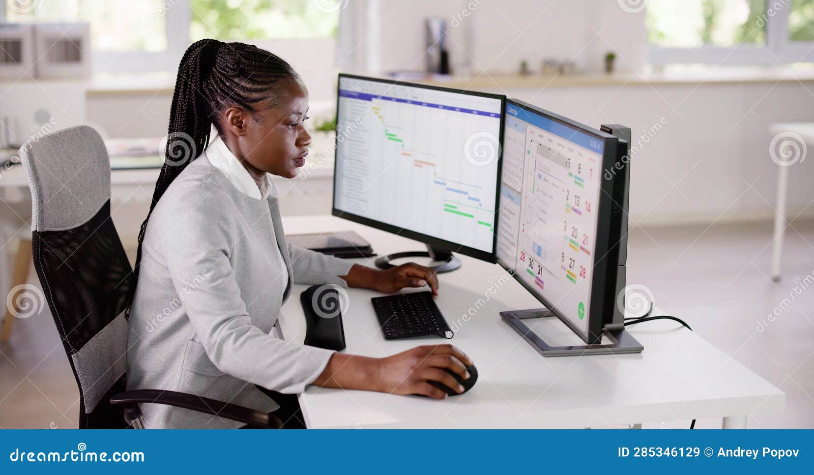 Tech Schedule List on Computer Screen Stock Image - Image of chart ...