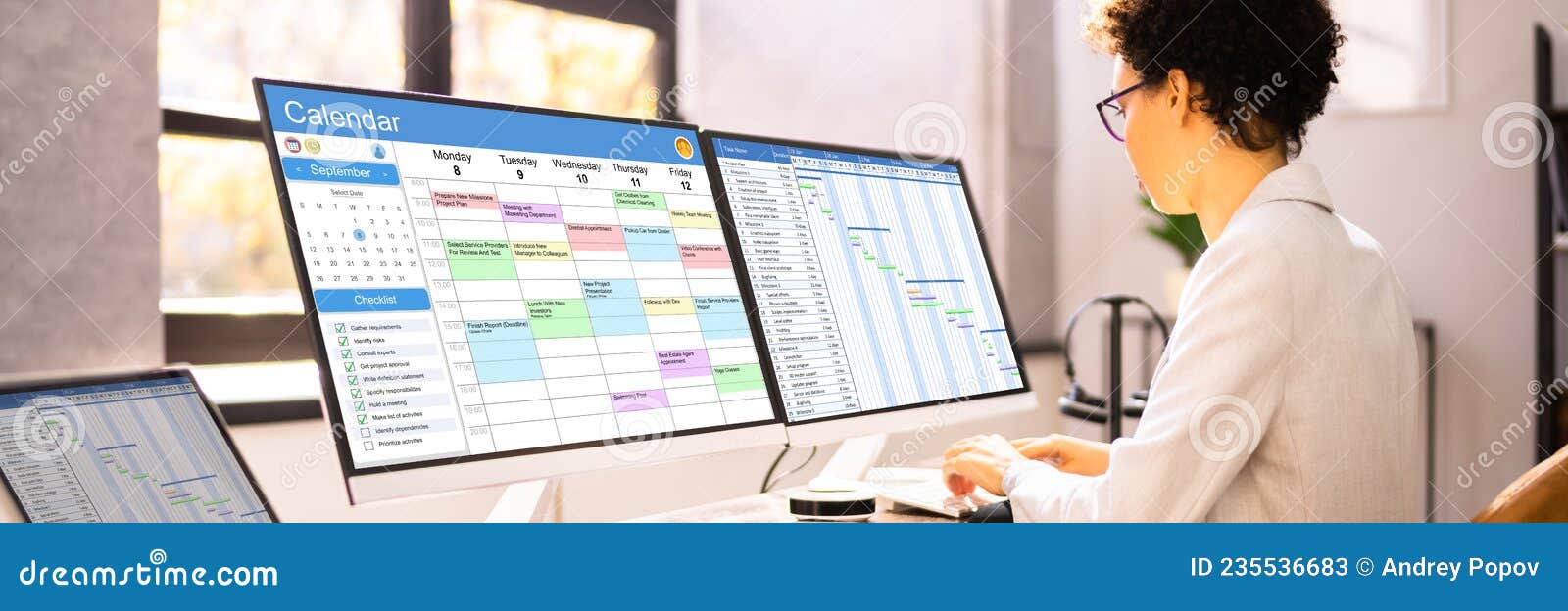 Tech Schedule List on Computer Screen Stock Image - Image of laptop ...