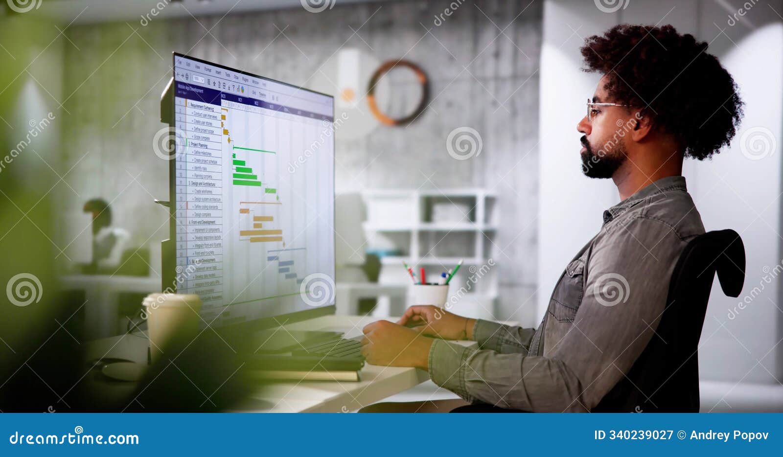 Tech Schedule List on Computer Screen Stock Image - Image of american ...