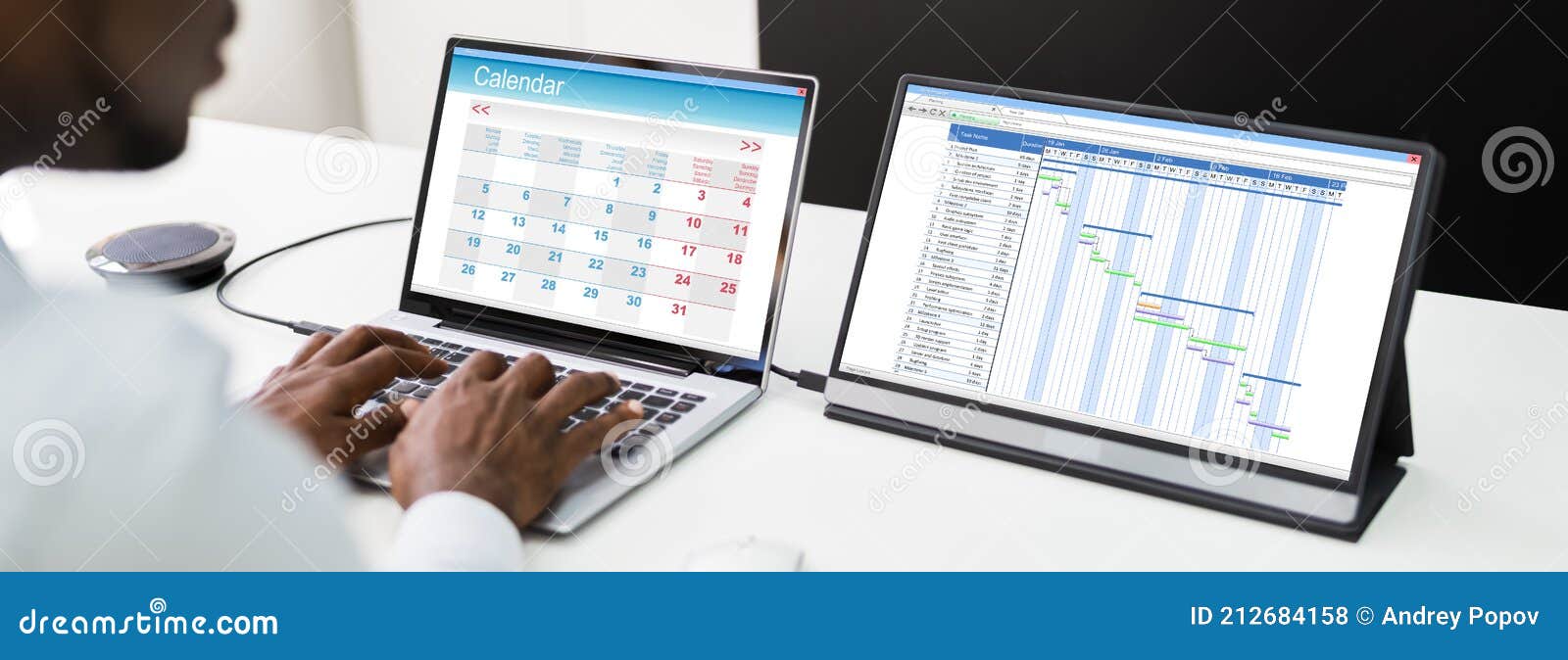 Tech Schedule List on Laptop Computer Screen Stock Photo - Image of ...