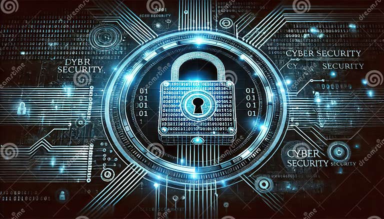 Tech Security. Digital Lock with Binary Code, Dark Background, Blue ...