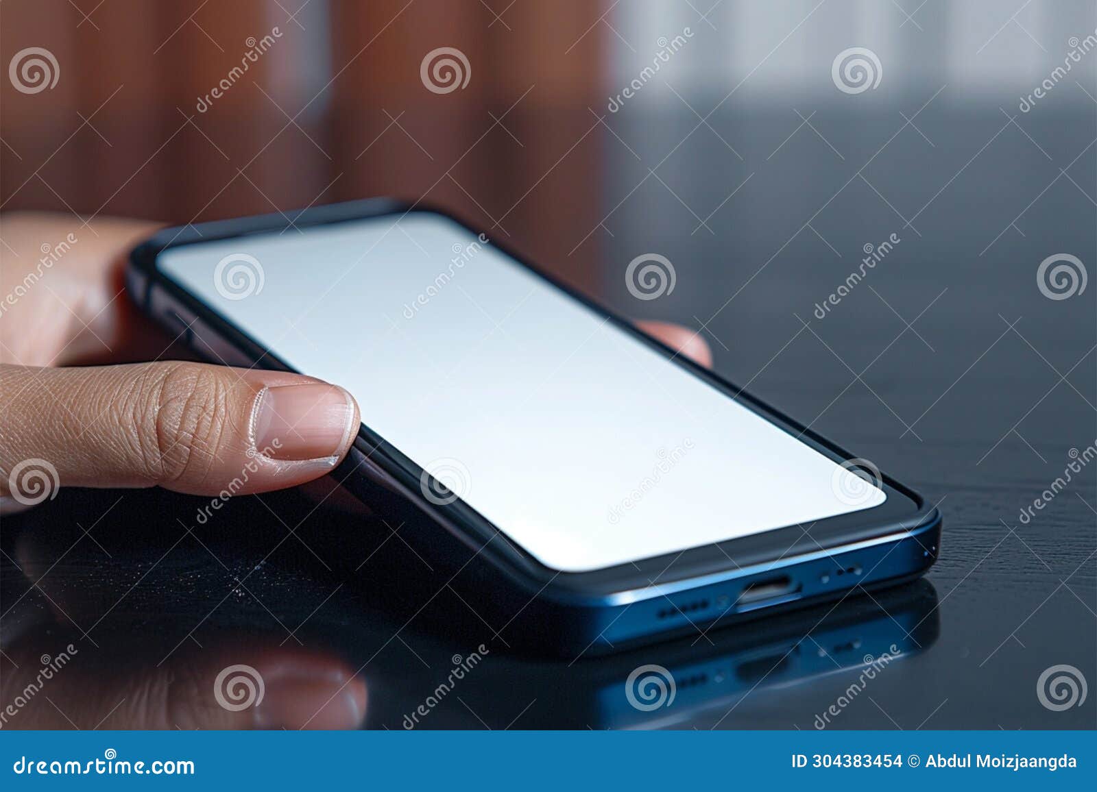 Tech Setup Close Up of a Mobile Phone with a Blank Screen Stock ...