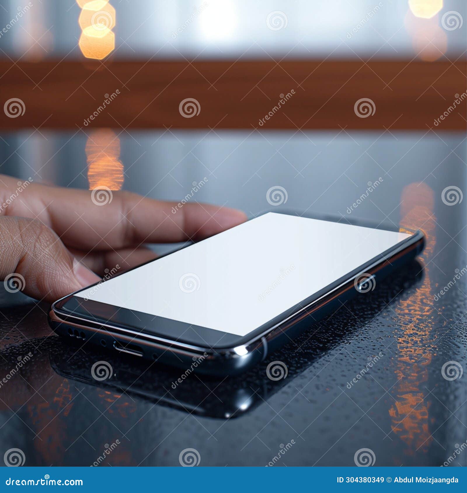 Tech Setup Close Up of a Mobile Phone with a Blank Screen Stock ...