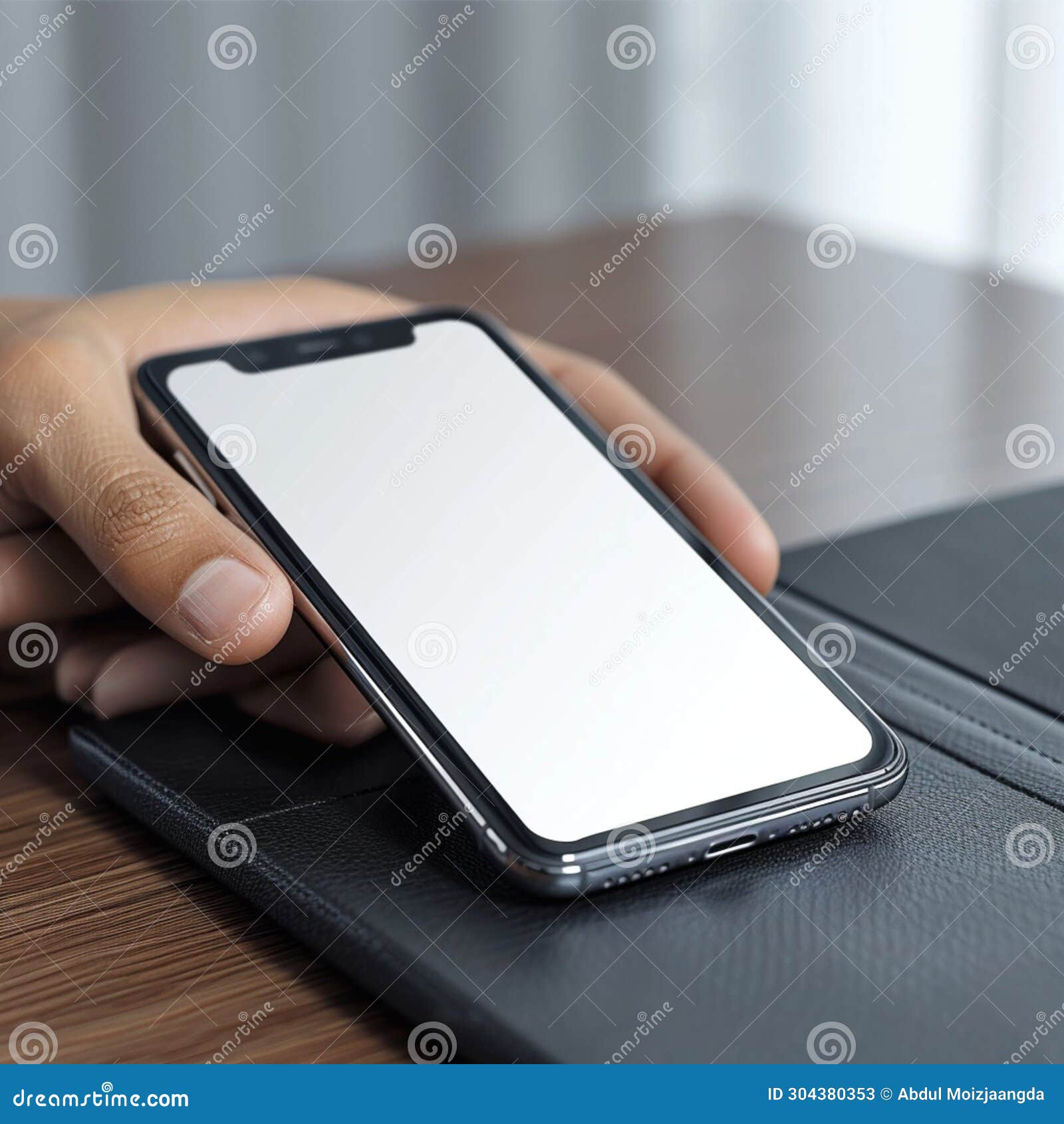 Tech Setup Close Up of a Mobile Phone with a Blank Screen Stock ...